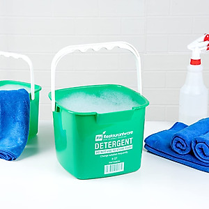 Restaurantware-RW Clean 8 Quart Cleaning Bucket, 1 Detergent Square Bucket - With Measurements, Built-In Spout And Handle, Green Plastic Utility Bucket, For Home Or Commercial Use,