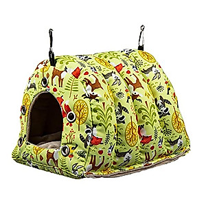 Yajuyi Winter Parrot Cage Hammock Parrots Bird Bed Perch Swing Birdcage Accessories Parrot Shed Birds Hanging Nest for Finches Cockatoo Bluebirds, M