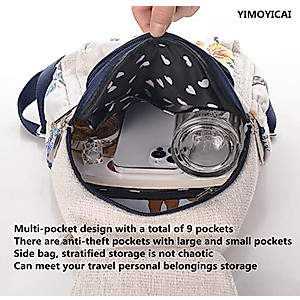 YIMOYICAI women casual boho woven medium canvas prime travel laptop backpack hippie embroidered vintage backpack Fruitful