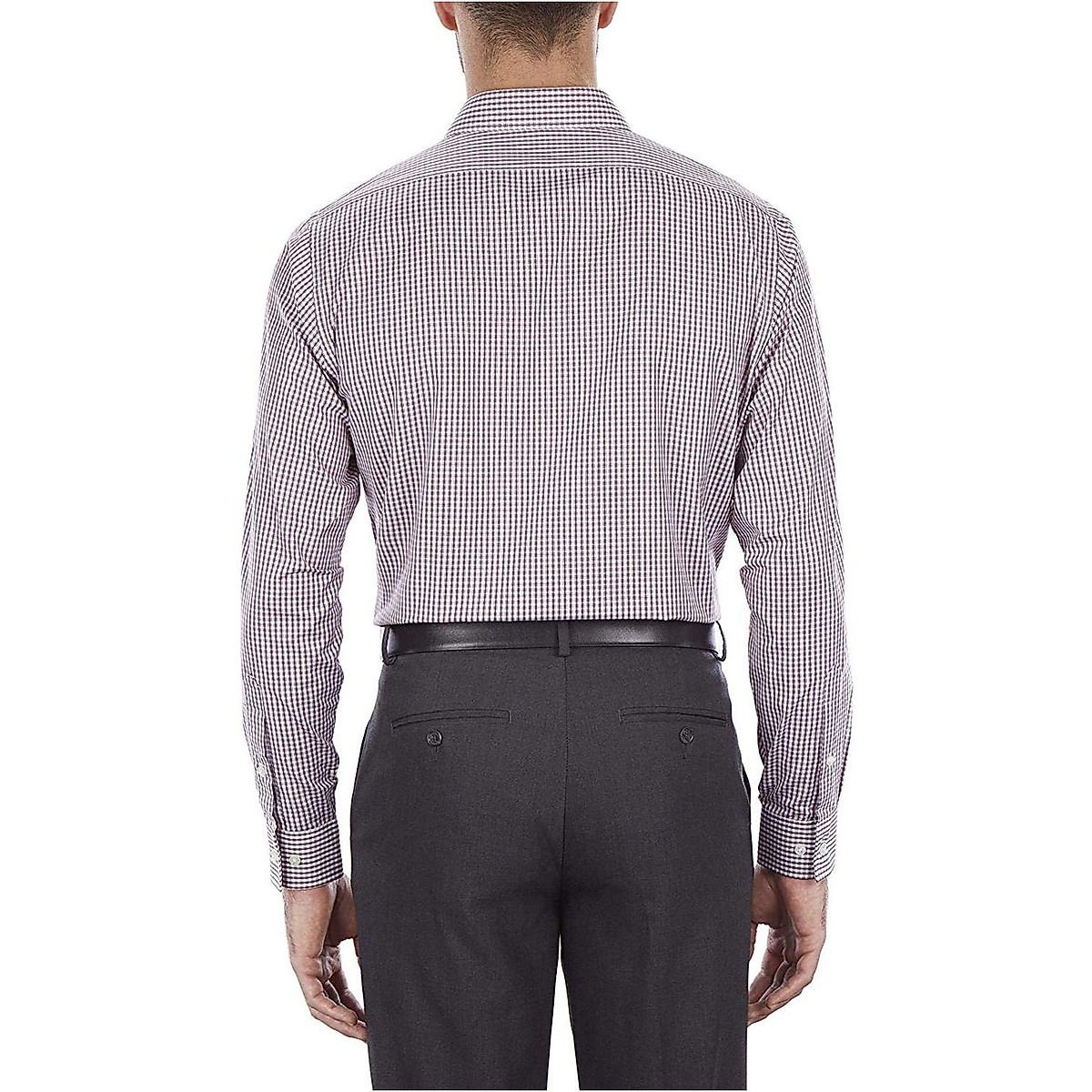 Van Heusen mens Regular Fit Flex Collar Check Dress Shirt, Port, 17.5 Neck 36 -37 Sleeve X-Large US