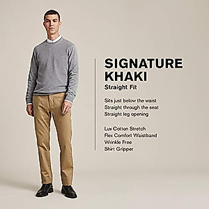Dockers Men's Straight Fit Signature Lux Cotton Stretch Pant, New British Khaki, 34W x 30L