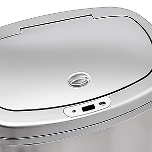 Amazon Basics Automatic Hands-Free Stainless Steel Trash Can - 50-Liter, 2 Bins