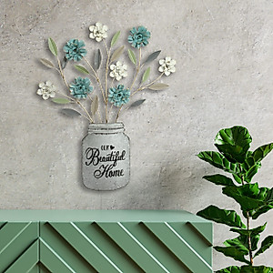 Hosley Metal Dimensional Wall Art Vase- 24" High. Ideal Gift for Weddings, Special Occasion, Home Decor, Party, Spa, Votive/LED Gardens, Home Office O9