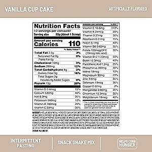 SlimFast Intermittent Fasting, Casein Protein Powder, Biotin with Vitamin & Mineral Bend, with Fiber, No Added Sugar, Snack Shake Mix- Vanilla Cupcake, 10 Servings (Pack of 2)