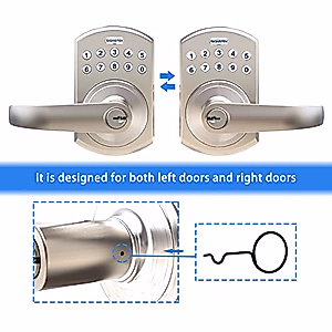 Signstek Keypad Entry Lever Door Lock with LED Backlit Keypad Password/Key Accessibles, Satin Nickel