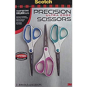 Scotch 8-Inch Precision Ultra Edge Scissors, 3-Pack (1458-3)