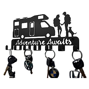 HeavenlyKraft Key Holder for Wall Adventure Awaits Key Holder Wall Mounted Key Holder Keychain Holder Keychain Hanger Metal Key Holder Key Rack for Wall Metal Key Rack for Entryway, Hallway