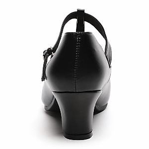 Women's Character Shoes Non-Slip Latin Salsa Ballroom Dance Heels T-Strap Wedding Pumps (7.5 / Black)