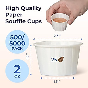 Fit Meal Prep [500 Pack] 2 oz Treated Paper Souffle Portion Cups for Condiments Samples Measuring Jello Shots Sauce Disposable Cup - White