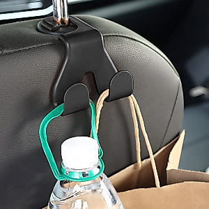 AICEL Car Seat Headrest Hook, 4 Pack Purse Hooks for Auto, 2 in 1 Durable Seat Back Hanger, Storage Organizer Phone Holder for Automotive Interior, Universal for Handbag Coat Grocery (Black)