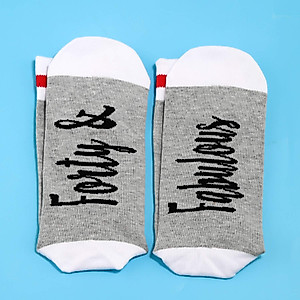 JXGZSO 2 Pairs 30th/40th/50th Birthday Socks Fifty/Forty And Fabulous Socks Turning 30/40/50 Years Old Gift (Forty Fabulous 2.0)