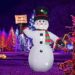 ASTEROUTDOOR 8ft Christmas Inflatable Decorations Built-in LED Outdoor Yard Lawn Lighted for Holiday Season, Quick Air Inflated, 8 Feet High, Snowman w/Board