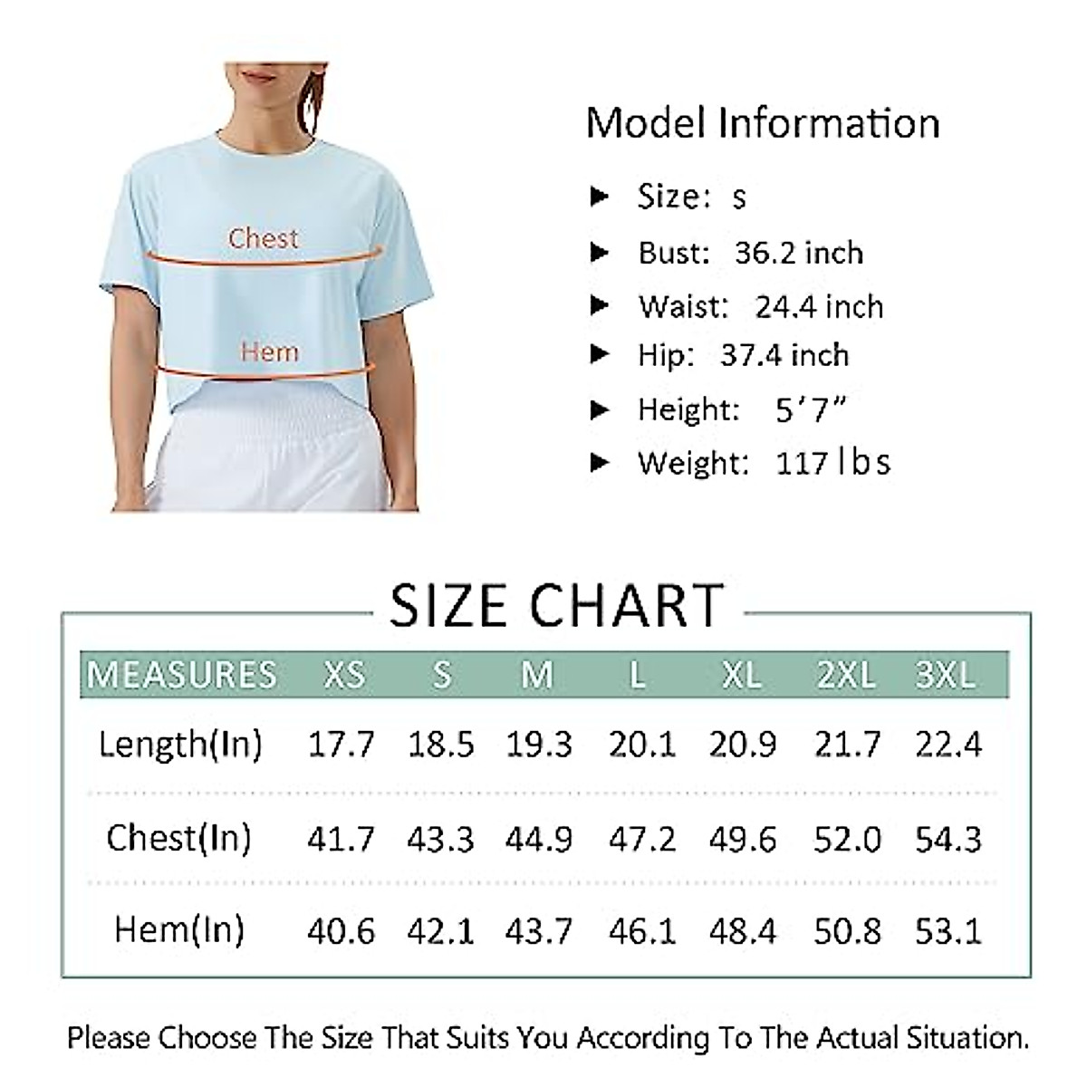 THE GYM PEOPLE Women's Workout Crop Top T-Shirt Short Sleeve Boxy Yoga Running Cropped Basic Tee Light Blue