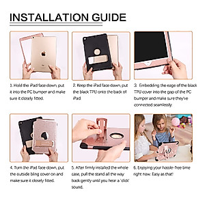 BENTOBEN for iPad 10th Generation Case, iPad 10.9 Case 2022 with Kickstand Glitter Sparkly 3 Layers Rugged Shockproof Protective Tablet Cover Case for iPad 10.9 Inch 2022 Release, Rose Gold