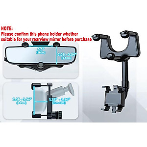 2022 Rotatable and Retractable Car Phone Holder - Rear View Mirror Phone Holder, Car Phone Holder Mount 360-degree Rotation Adjustment, Easy to Install and Remove for All Mobile Phones and All Car