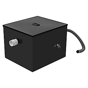 SNKOURIN 20 LB Commercial Grease Interceptor, Under Sink Grease Trap with 2.2 GPM Flow Rate, Stainless Steel Grease Traps for Restaurant Canteen Factory Home Kitchen, Black