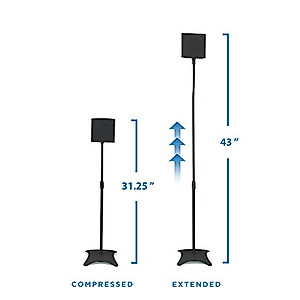 Mount-It! MI-1214 Speaker Stands for Home Theater 5.1 Channel Surround Sound System Satellite Speaker Stands Mounts, Rear and Front, 2 Pairs, 10 lb Capacity, Black