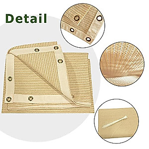 Hanjet 90% Sun Shades Cloth Outdoor for Garden, 6.5 x 10 Feet, Water Permeable & UV Resistant Shade Sail for Patio, Balcony, Trampoline and Canopy, Beige