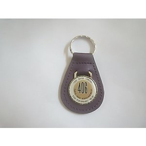 1962 1963 1964 GALAXIE 406 HIGH PERFORMANCE ENGINE LOGO LEATHER KEYCHAIN - PURPLE