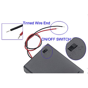LAMPVPATH 3Pcs 4 AAA Battery Holder with Switch, 6V Battery Holder with Switch, 4X 1.5V AAA Battery Holder Case with Wire Leads and ON/Off Switch(3 Pack)
