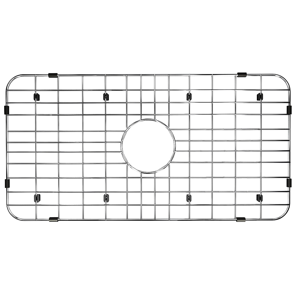 Alonsoo Kitchen Sink Grid and Sink Protectors, 25-1/8" x 12-7/8" Stainless Steel Sink Grate Sink Grids for Bottom of Kitchen Sink Centered Drain with Corner Radius1-1/2", Stainless Steel
