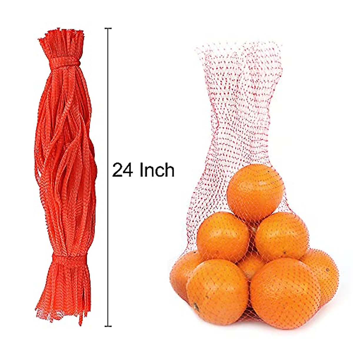 TEMUCY Plastic Mesh Produce Bags, 24 Inch Seafood Boil Bags for Crawfish Crab Shellfish Cooking (Red-100PCS)