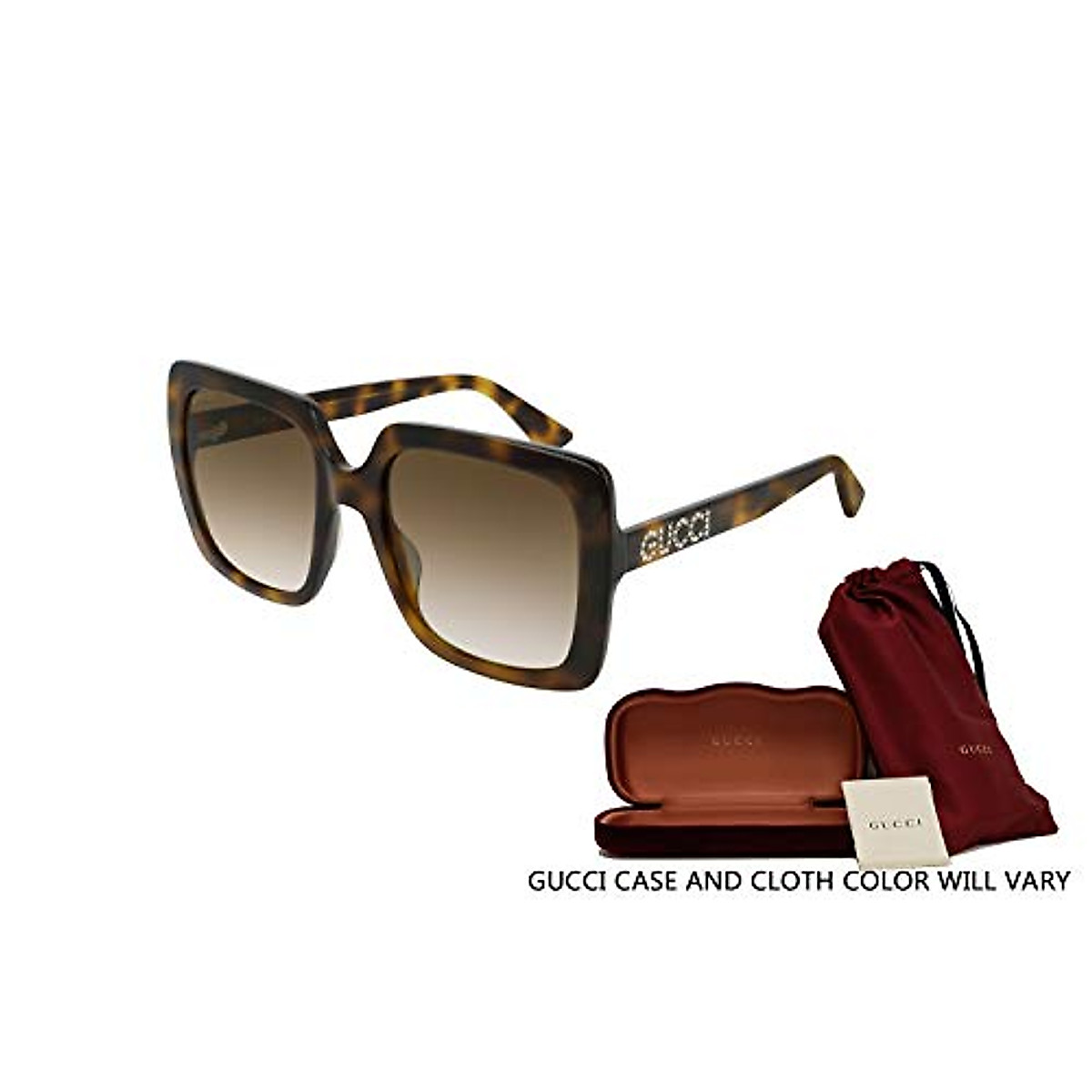 Gucci GG0418S 003 54M Havana/Brown Gradient Square Sunglasses For Women + BUNDLE with Designer iWear Complimentary Eyewear Care Kit