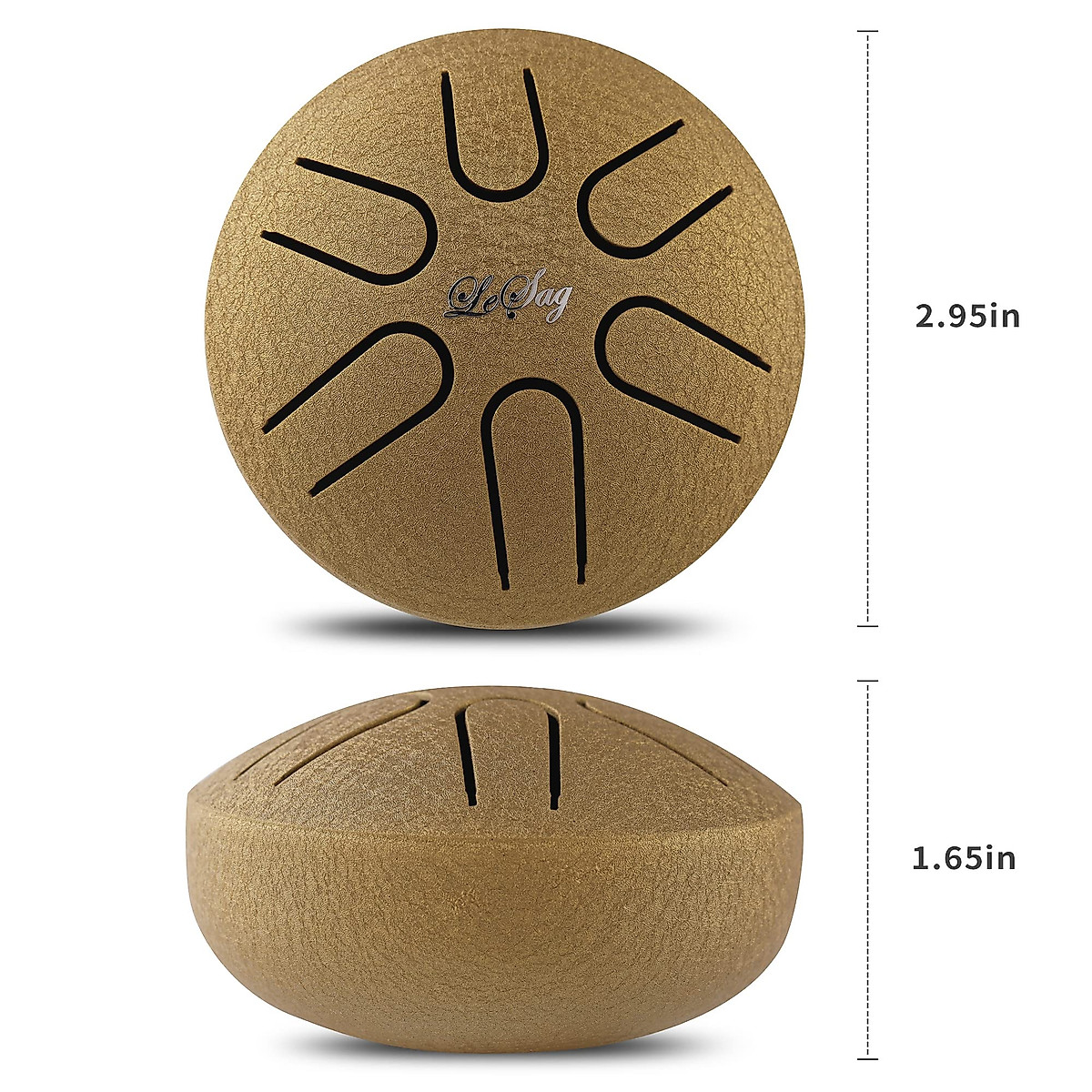 LeSage Steel Tongue Drum 3 inch 6 notes Mini Handpan Drum Percussion Instrument Rain Drum Meditation Healing Concert Yoga Zen Drum Chakra Tank Drum for Beginner Adult with Bag Gold