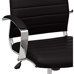 Amazon Basics High-Back Executive Swivel Office Desk Chair with Ribbed Puresoft Upholstery, Lumbar Support, Modern Style, 23.9"D x 24.69"W x 41.5"H, Black