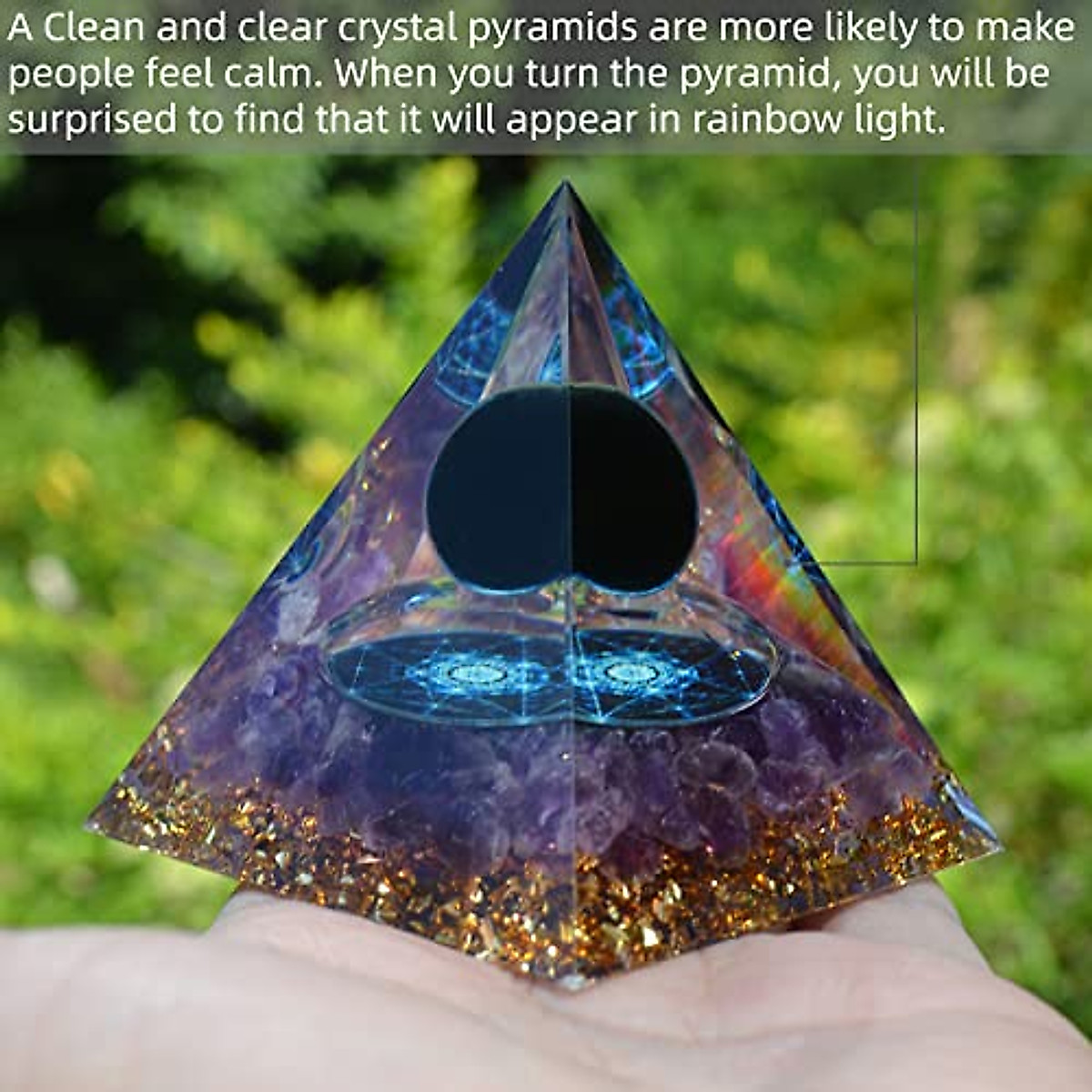 Hopeseed Orgone Crystal Pyramid Obsidian&Amethyst Healing Crystal Pyramid Nubian Orgonite Positive Energy Chakra Meditation …