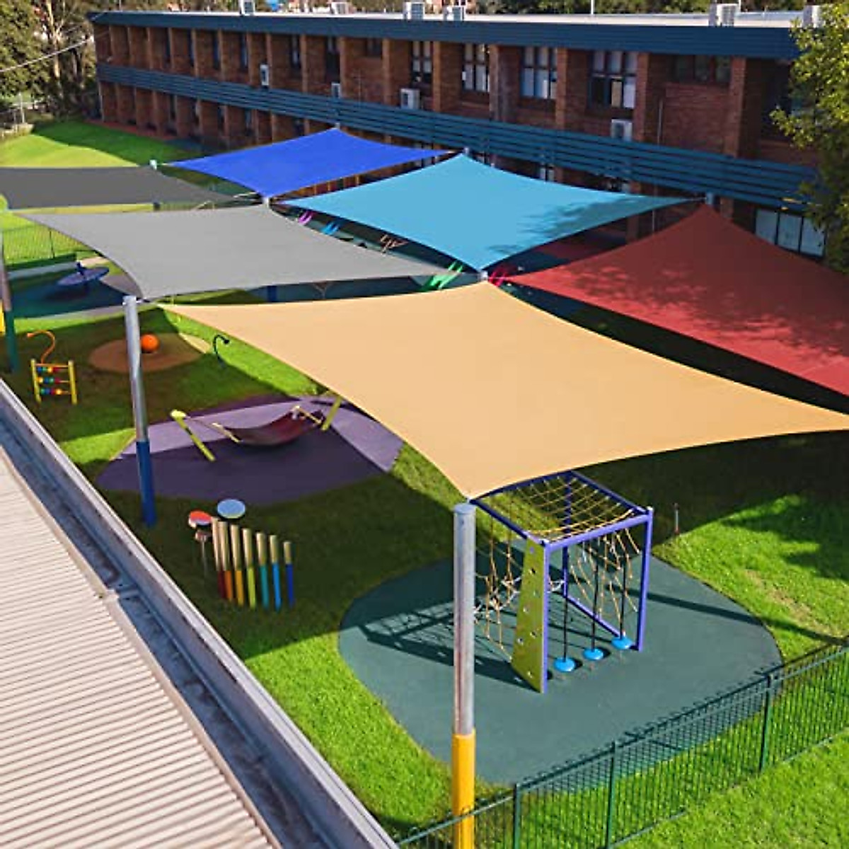 HENG FENG Sun Shade Sail Rectangle 10'x13' Sand UV Block Canopy 185GSM for Outdoor Patio Lawn Garden Pergola Backyard