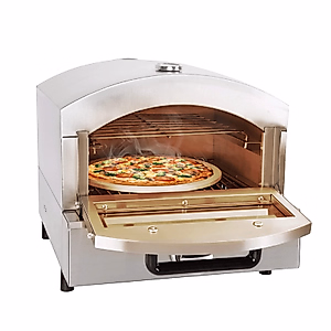 Portable Pizza Oven |Countertop Electric Pizza Maker |Outdoor Pizza Grill|Stainless Steel 1800W Power|Double Layer with 14in Pizza Stone|For Commercial&Kitchen|