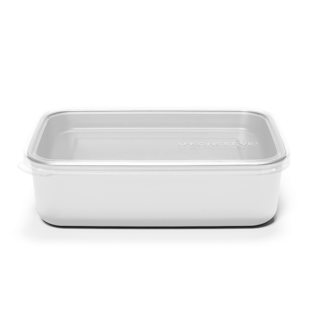 U Konserve Stainless Steel Rectangle Food Storage Bento Box Container, Leak Proof Silicone Lid Dishwasher Safe - Plastic Free, (45oz Clear)