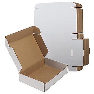 RLAVBL 9x6x2 Inches Shipping Boxes Set of 25, White Small Corrugated Cardboard Box, Mailer Boxes for Packing Small Business