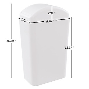 Esdiplot 3.5 Gallon Plastic Trash Can with Swing Top Lid, Slim Swing Lid Garbage Bin Wastebasket