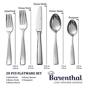 Silverware Set for 4, Barenthal 20 Piece Luxury Heavy Duty Silverware Flatware Set, Mirror Finish, Dishwasher Safe, Premium 18/10 Stainless Steel Cutlery Set for Home, Kitchen, Wedding, Party, Gift