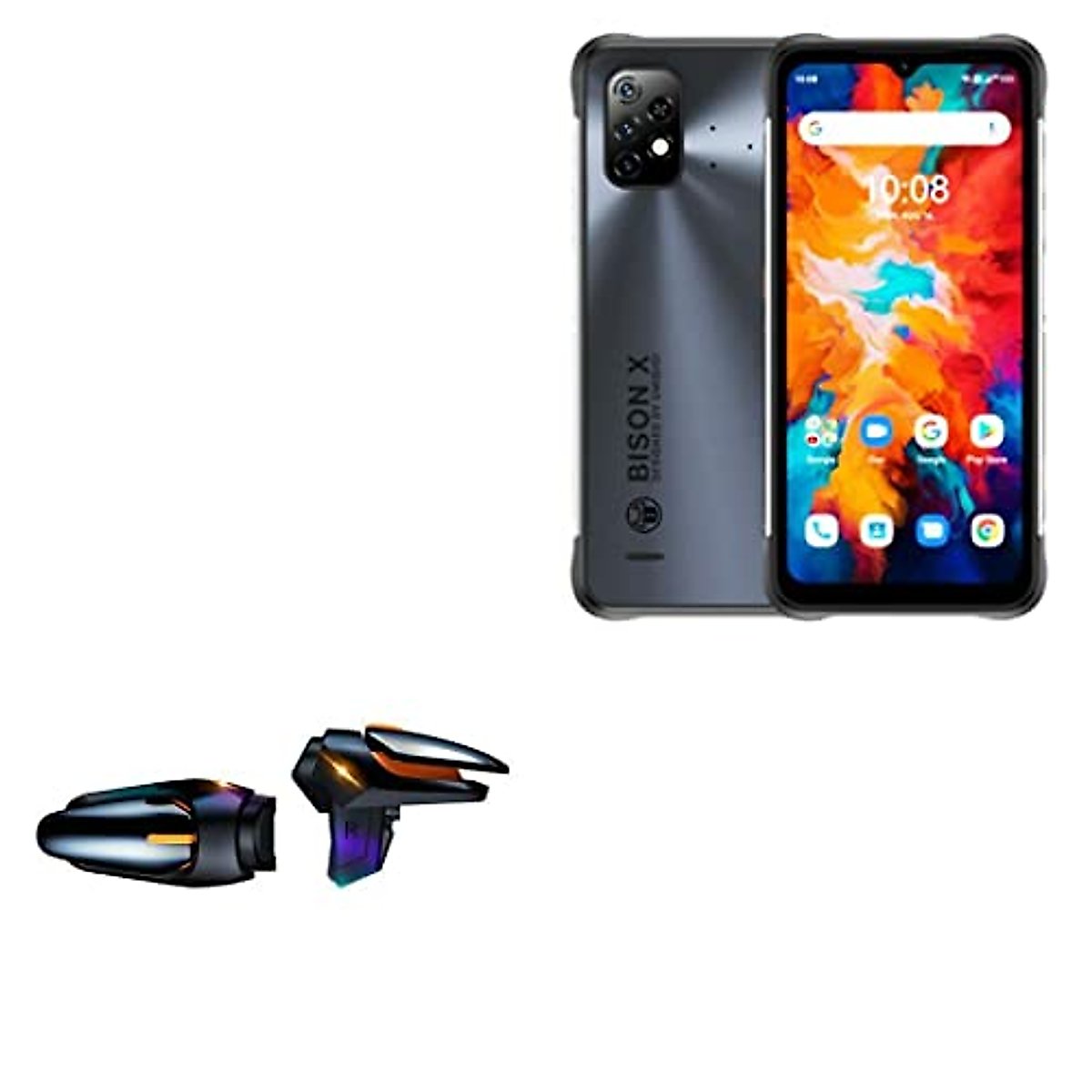 BoxWave Gaming Gear Compatible With Umidigi Bison X10 - Touchscreen QuickTrigger Auto, Trigger Buttons Autofire Gaming Mobile FPS - Jet Black