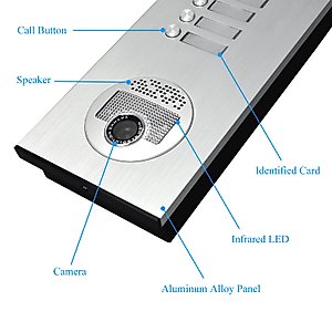 AMOCAM 8 Units Apartment Intercom System, Video Intercom Video Door Phone Kit, HD Camera 7" Monitor with ID keyfobs Unlock for 8 Household or Office