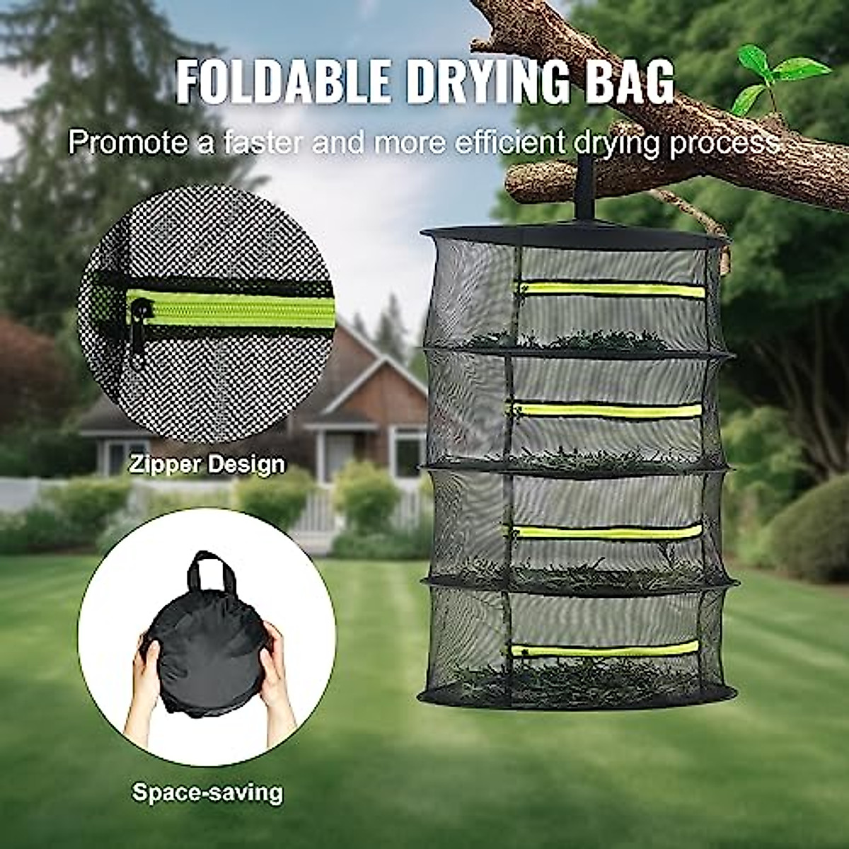 VEVOR Bud Leaf Trimmer with 19inch Trimming, SS Blades for Twisted Spin Cut Clear Visibility Dome, Foldable Herb Drying Rack and Hand Pruner, 19" Manual Bowl-Shape