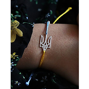 Tryzub Ukrainian bracelet 925 Sterling Silver Ukraine Flag National Emblem of Ukraine Unisex Link Bracelet 925 for Women Men Handmade in Ukraine