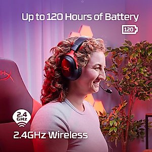 HyperX Cloud III Wireless – Gaming Headset for PC, PS5, PS4, up to 120-hour Battery, 2.4GHz Wireless, DTS Spatial Audio, 53mm Angled Drivers, Memory Foam, Durable Frame, 10mm Microphone, Black