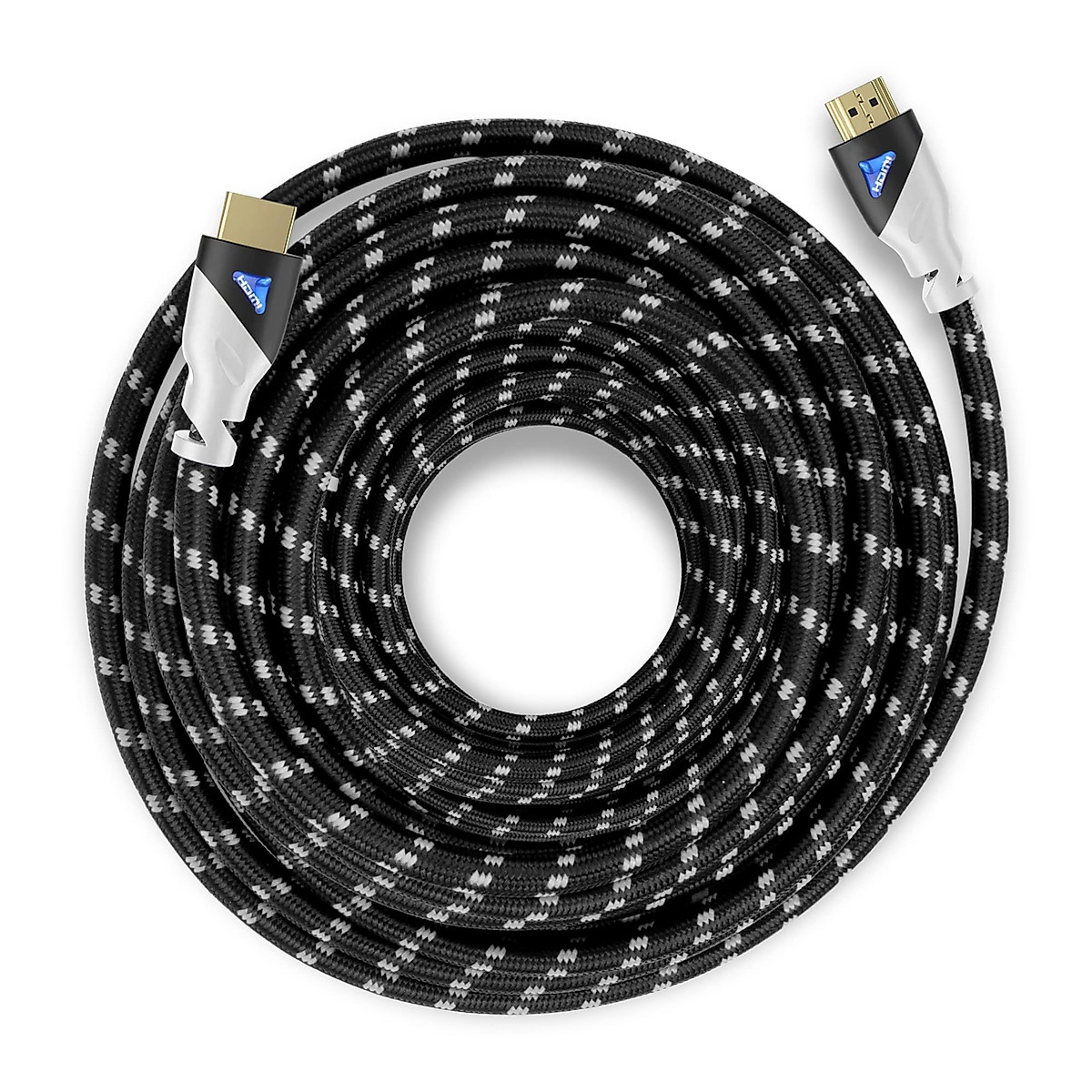 Aurum Ultra 4K HDMI Cable 25 ft Braided High-Speed HDMI Cord Supports TV, Gaming, Ethernet, HDR, ARC, UHD, 3D, HDTV, 10.2 Gbps Compatible with PC, Laptop PS3, PS4, Xbox, Roku, Blue-ray, 2 Pack