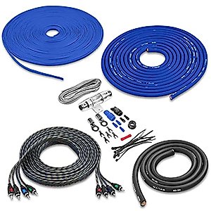 Belva BAK44BL 4 Gauge Premium (CCA) Copper Clad Aluminum Complete 4-Channel Amplifier Wiring Kit with RCA for Amplifiers up to 1200 Watts - Blue