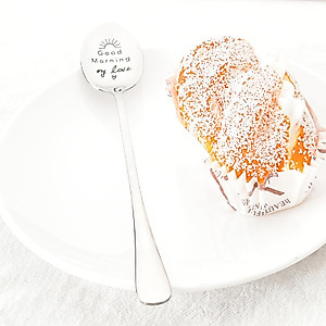 Coffee Spoons Gifts for Husband Boyfriend Anniversary Bday Gifts for Girlfriend Wife Good Morning My Love Spoon Engraved Gift for Best Friend Friendship Birthday Christmas Gifts