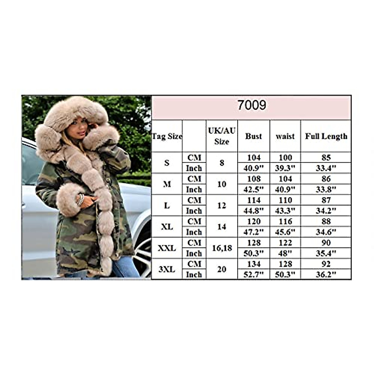 Roiii Women Military Winter Casual Outdoor Coat Hoodie Jacket Long Trench Par Amry Green X-Large / 12