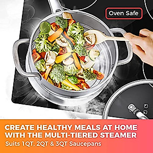 Mueller Pots and Pans Set 17-Piece, Ultra-Clad Pro Stainless Steel Cookware Set, Ergonomic and EverCool Stainless Steel Handle, Includes Saucepans, Skillets, Dutch Oven, Stockpot, Steamer and More
