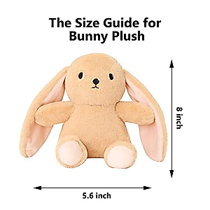 SQEQE Bunny Stuffed Animals Kawaii Plush Pillow for Kids Cute Squishy Rabbit Plushie Gift for Girls Boys Khaki 8 inch
