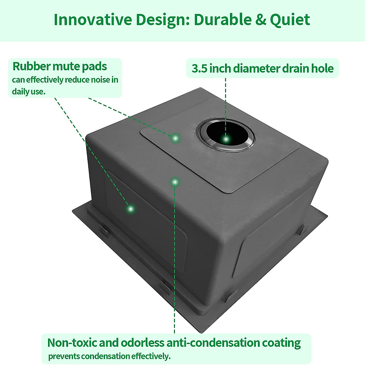 EcoChannels Kitchen Sink, 17 x 19 Inch Drop-in Bar Sink Stainless Steel Topmount Kitchen Sink Single Bowl Workstation Sink