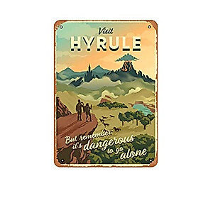 Tin Sign Vintage Legend Of Zelda Hyrule Travel Posters Video Game Poster Canvas Poster Mural Art Poster Home Decoration Player Room Decoration Wall Decor Decorations Art Poster Gift Metal Sign 8x12Inch