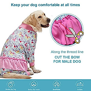 LovinPet Large Breed Dog Pajamas Onesie - Lightweight Stretchy Knit Dog Jammies, Unicorn Seafoam Print Dog PJ's, Large Dog Onesie, Pet PJ's/Large